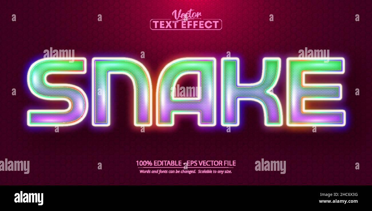 Snake text, neon style editable text effect Stock Vector Image & Art ...