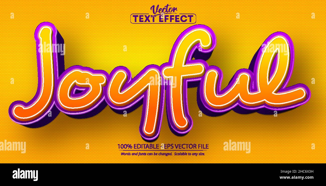 Joyful text, cartoon style editable text effect Stock Vector Image ...