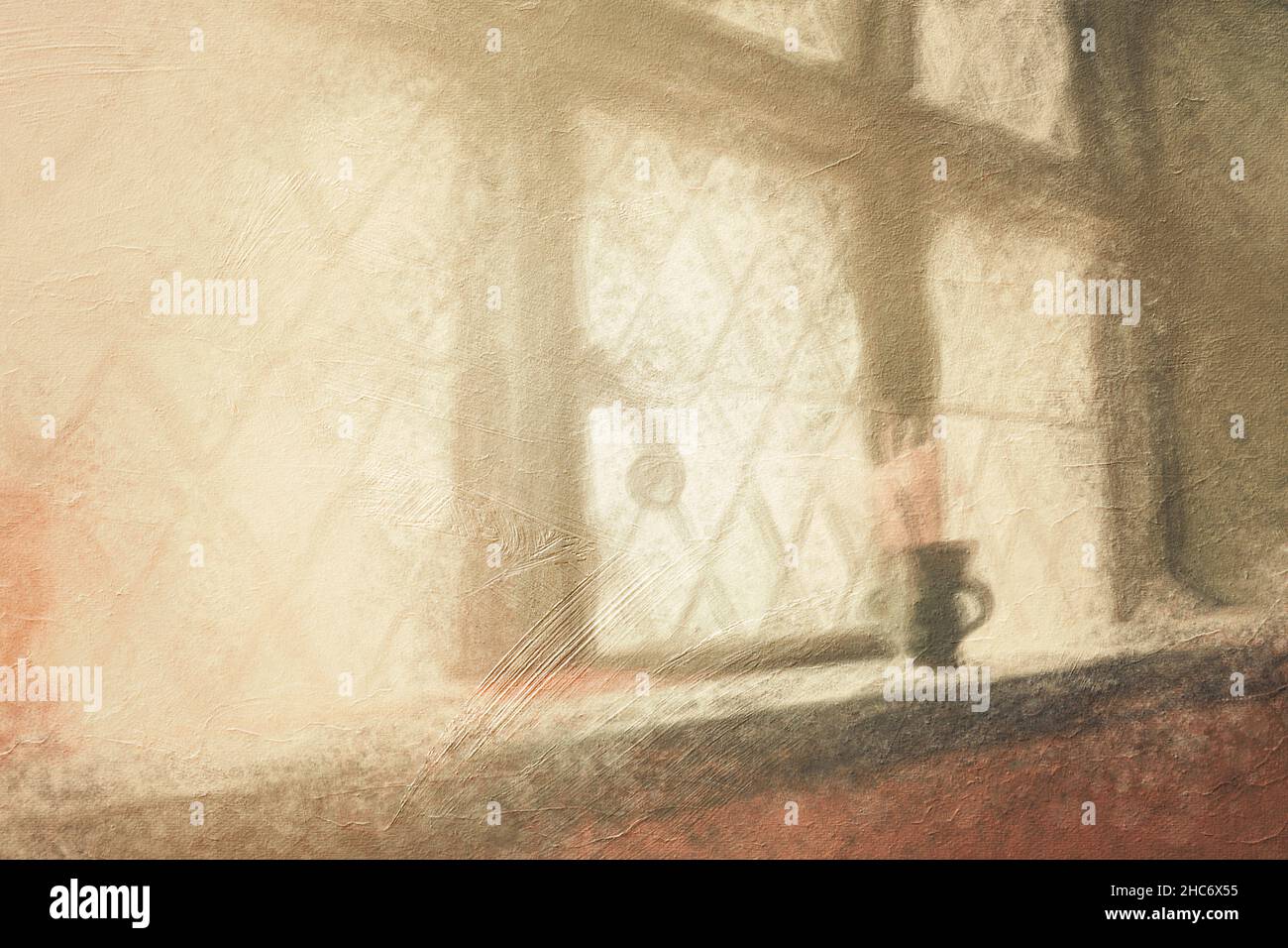 oil painting old window light coming thru Stock Photo - Alamy