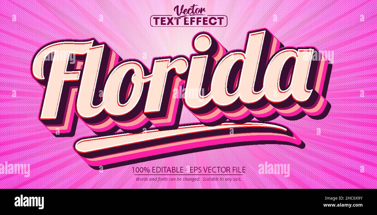 Florida text, 80s text style and editable text effect Stock Vector ...