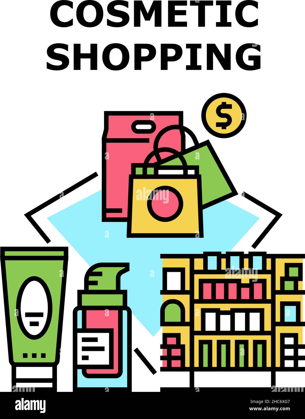 Cosmetic Shopping Store Concept Color Illustration Stock Vector Image ...