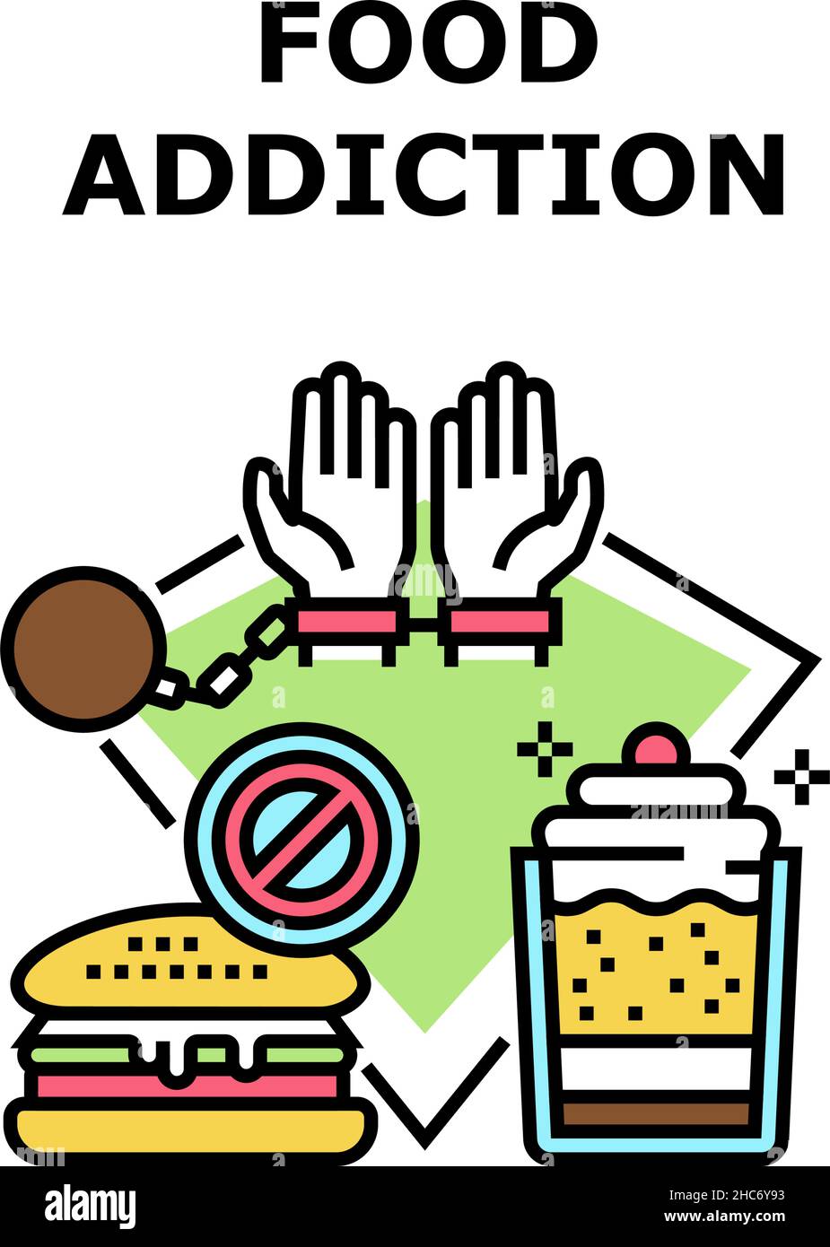 Food Addiction Vector Concept Color Illustration Stock Vector Image ...