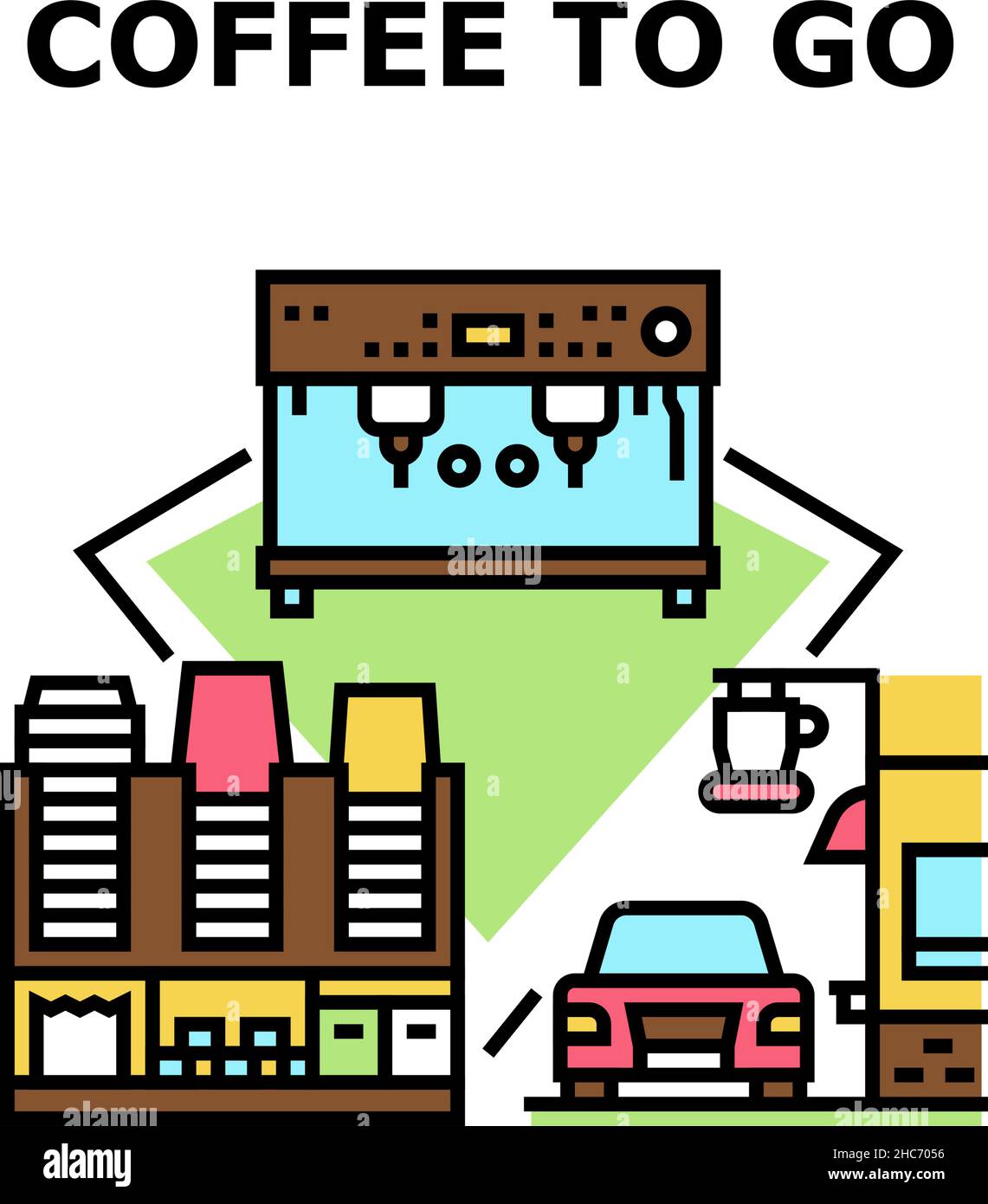 Coffee To Go Vector Concept Color Illustration Stock Vector Image & Art ...