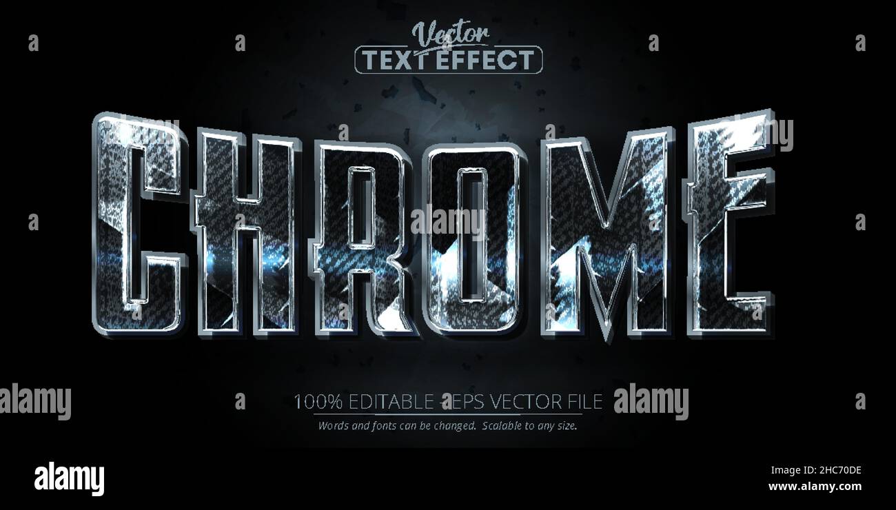 Chrome text effect, editable shiny silver color text style on dark ... Chrome text effect, editable shiny silver color text style on dark ...