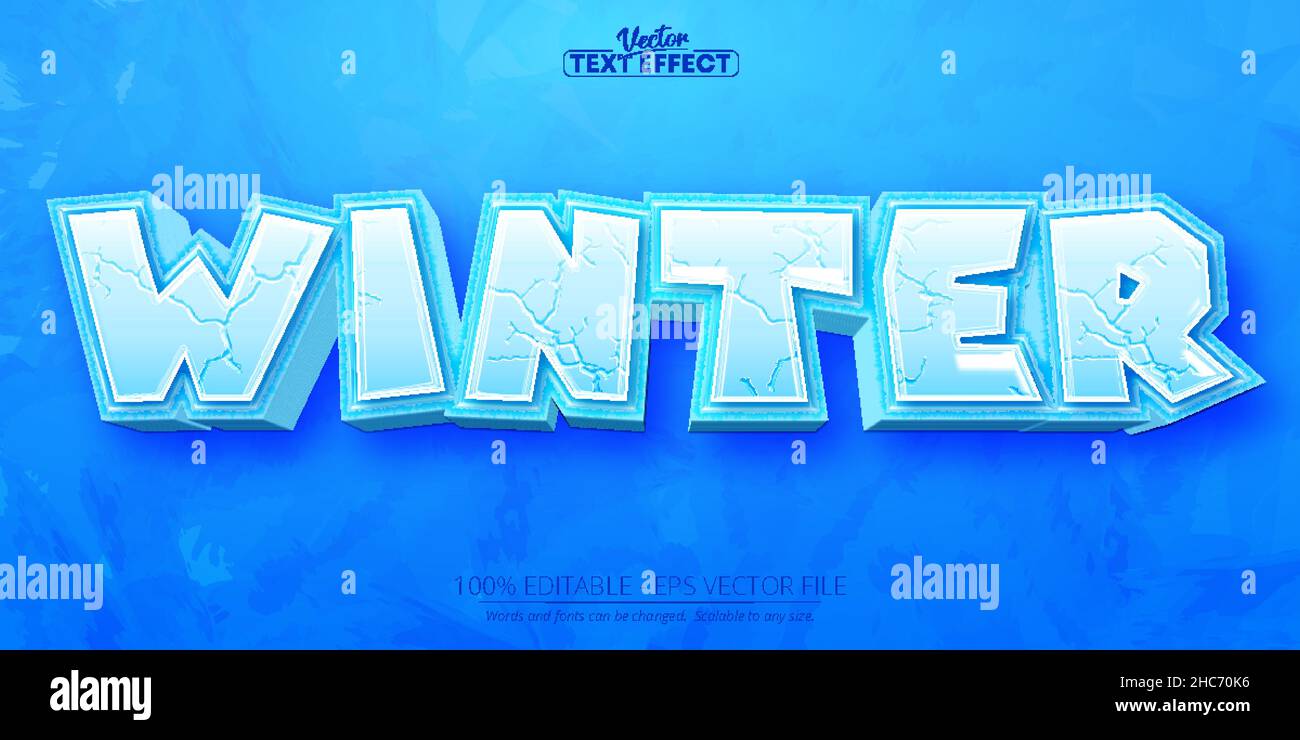 Ice text effect, editable winter text and cartoon text style Stock ...