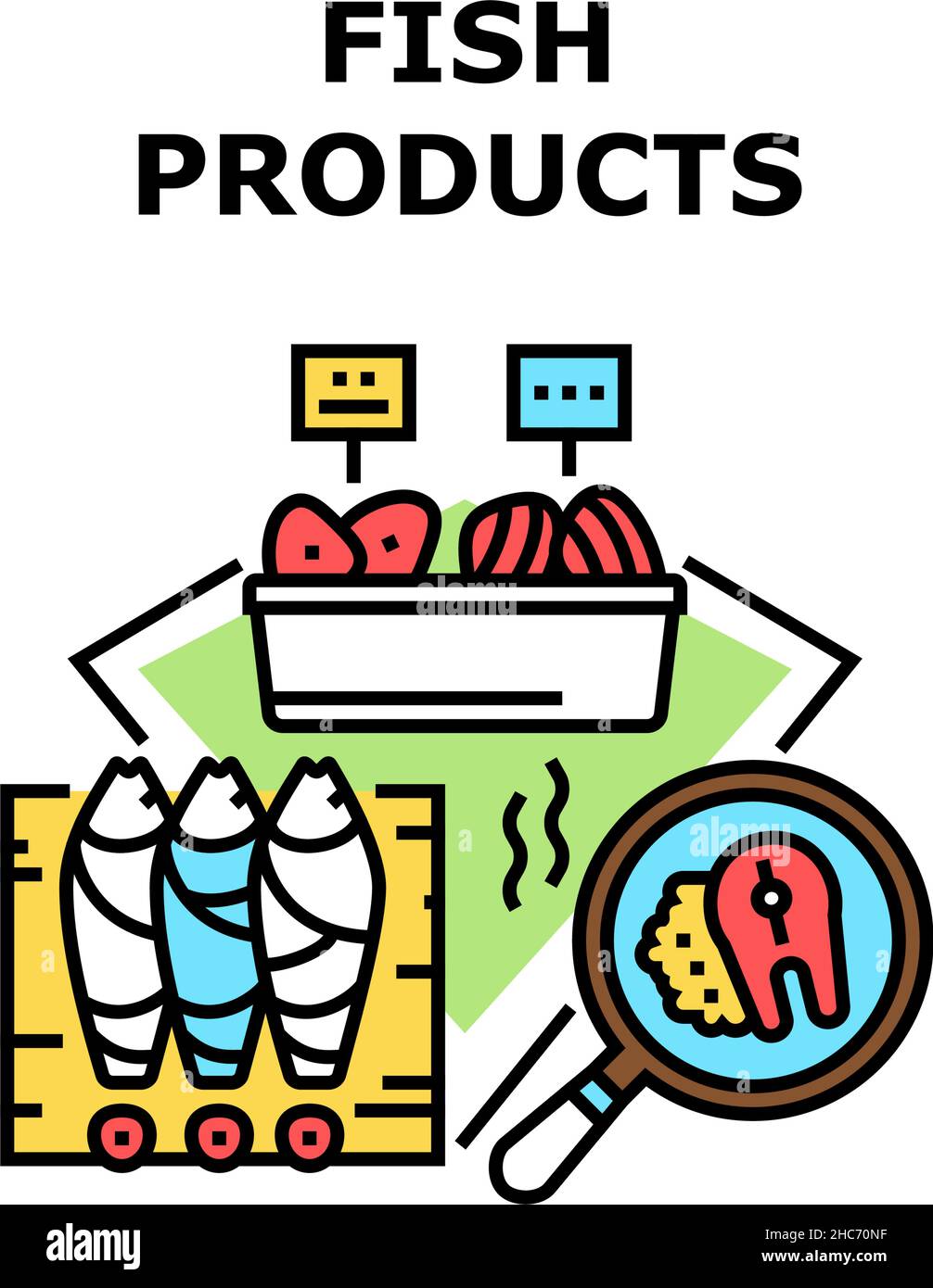 Fish Products Vector Concept Color Illustration Stock Vector Image ...