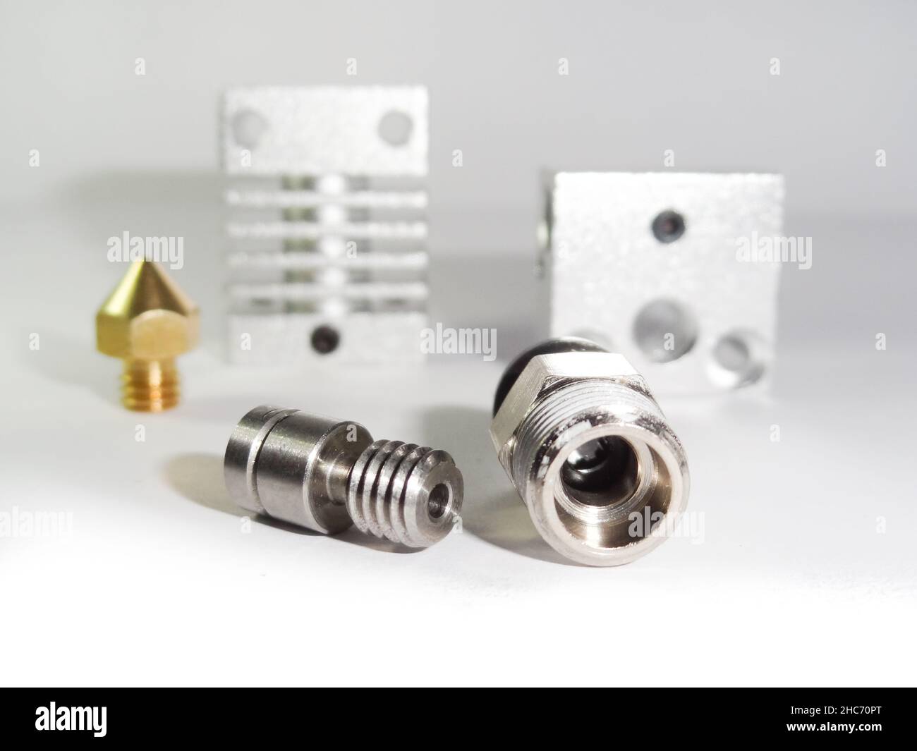 Closeup shot of parts of 3d printer on the white background Stock Photo ...