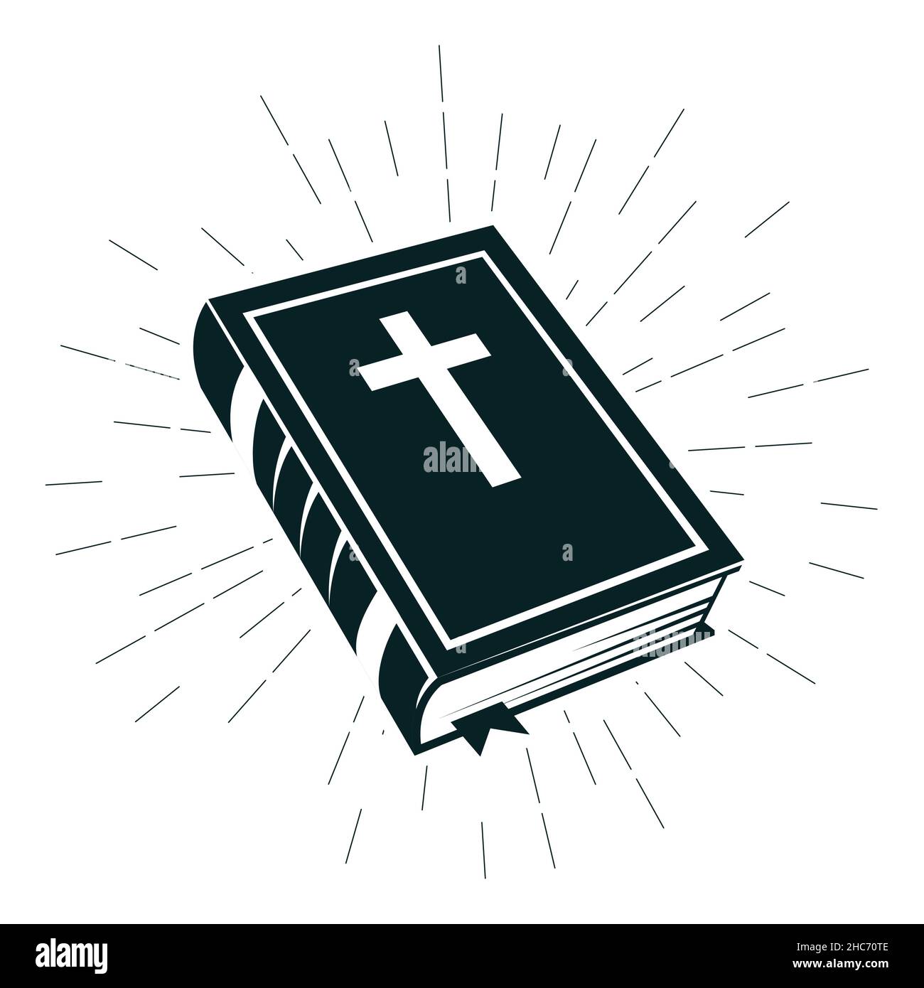 Holy Bible icon, closed old testament book with bookmark and rays ...