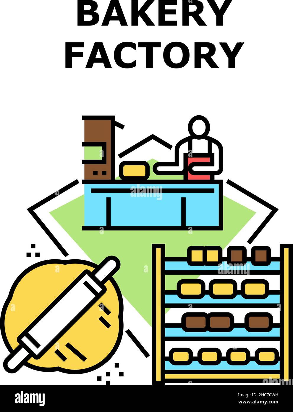 Bakery Factory Vector Concept Color Illustration Stock Vector Image ...