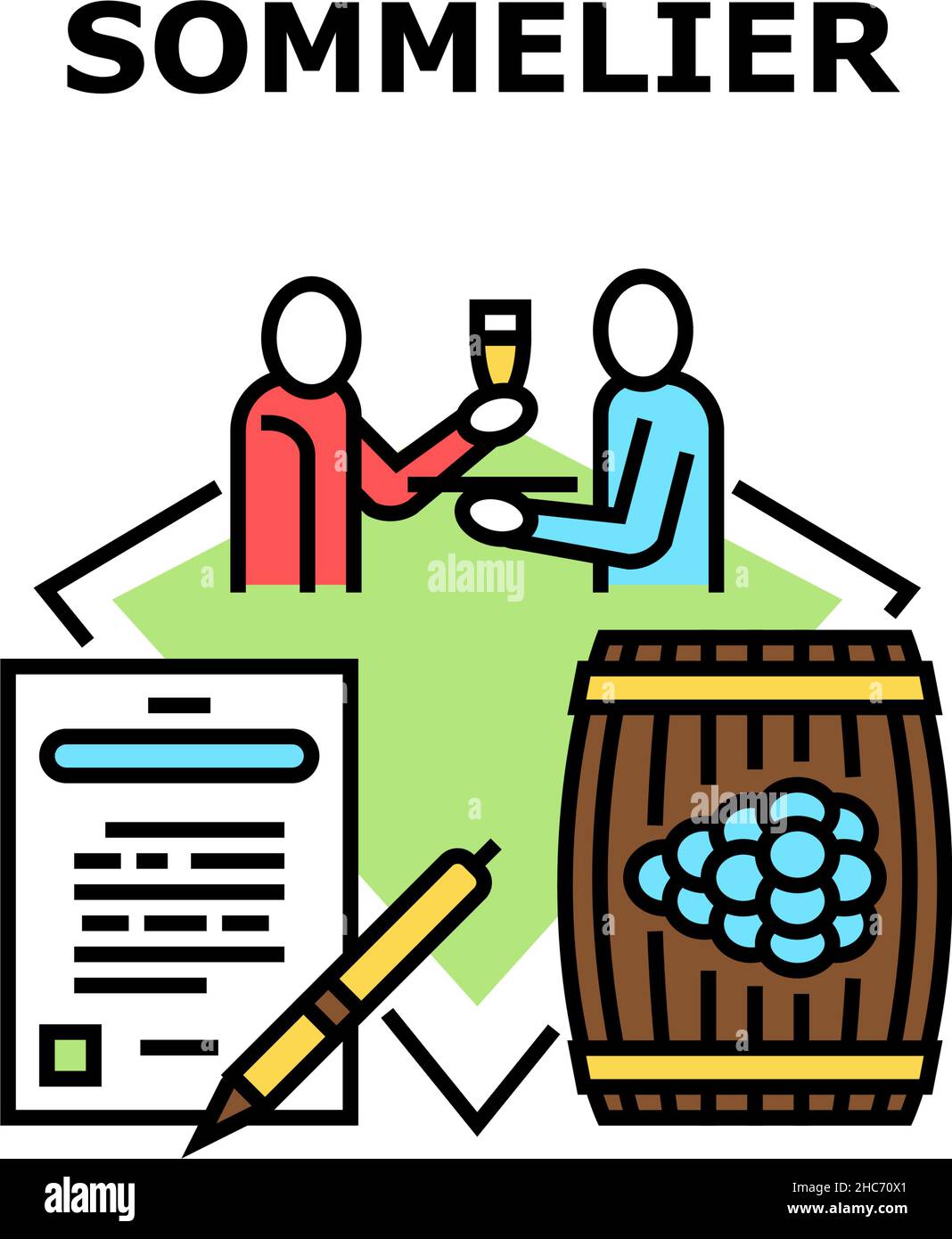 Sommelier Tasting Wine Concept Color Illustration Stock Vector Image ...
