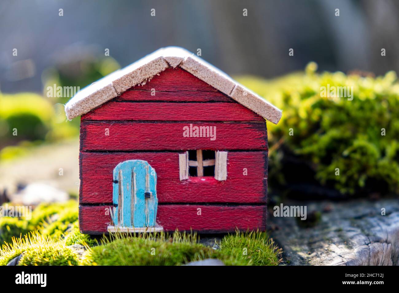 colored wooden model house in the forest Stock Photo - Alamy
