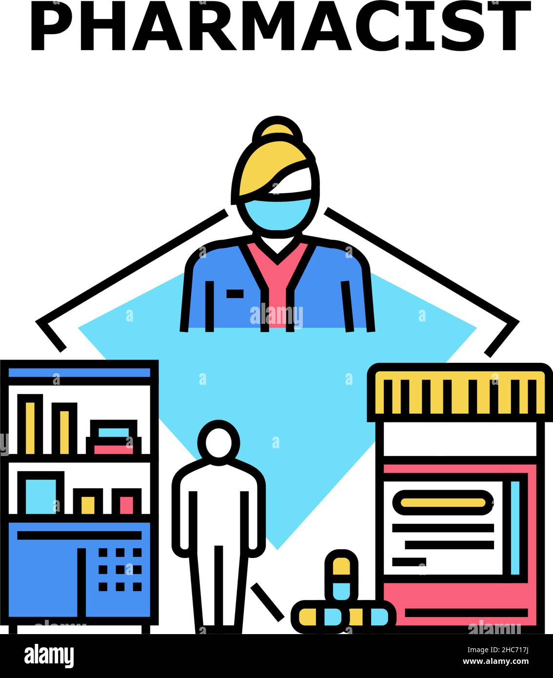 Pharmacist Work Vector Concept Color Illustration Stock Vector Image ...