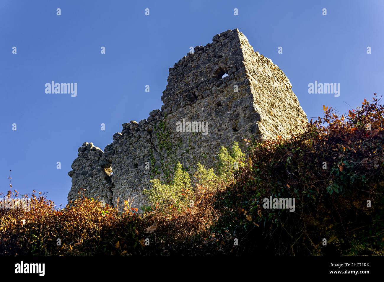 ruins of the antique castle Gedelme Kalesi in the Taurus mountains in ...