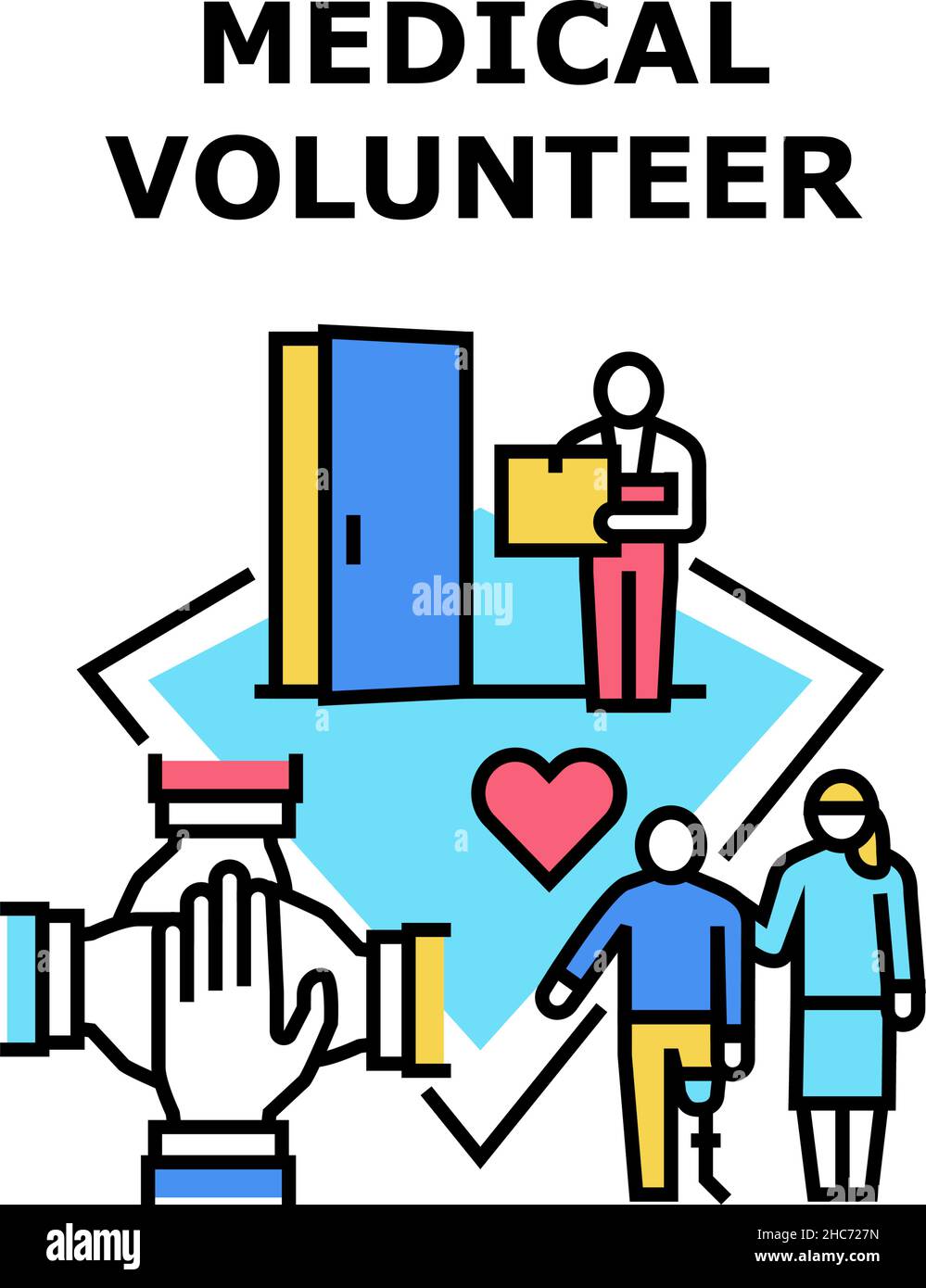 Medical Volunteer Work Concept Color Illustration Stock Vector Image ...