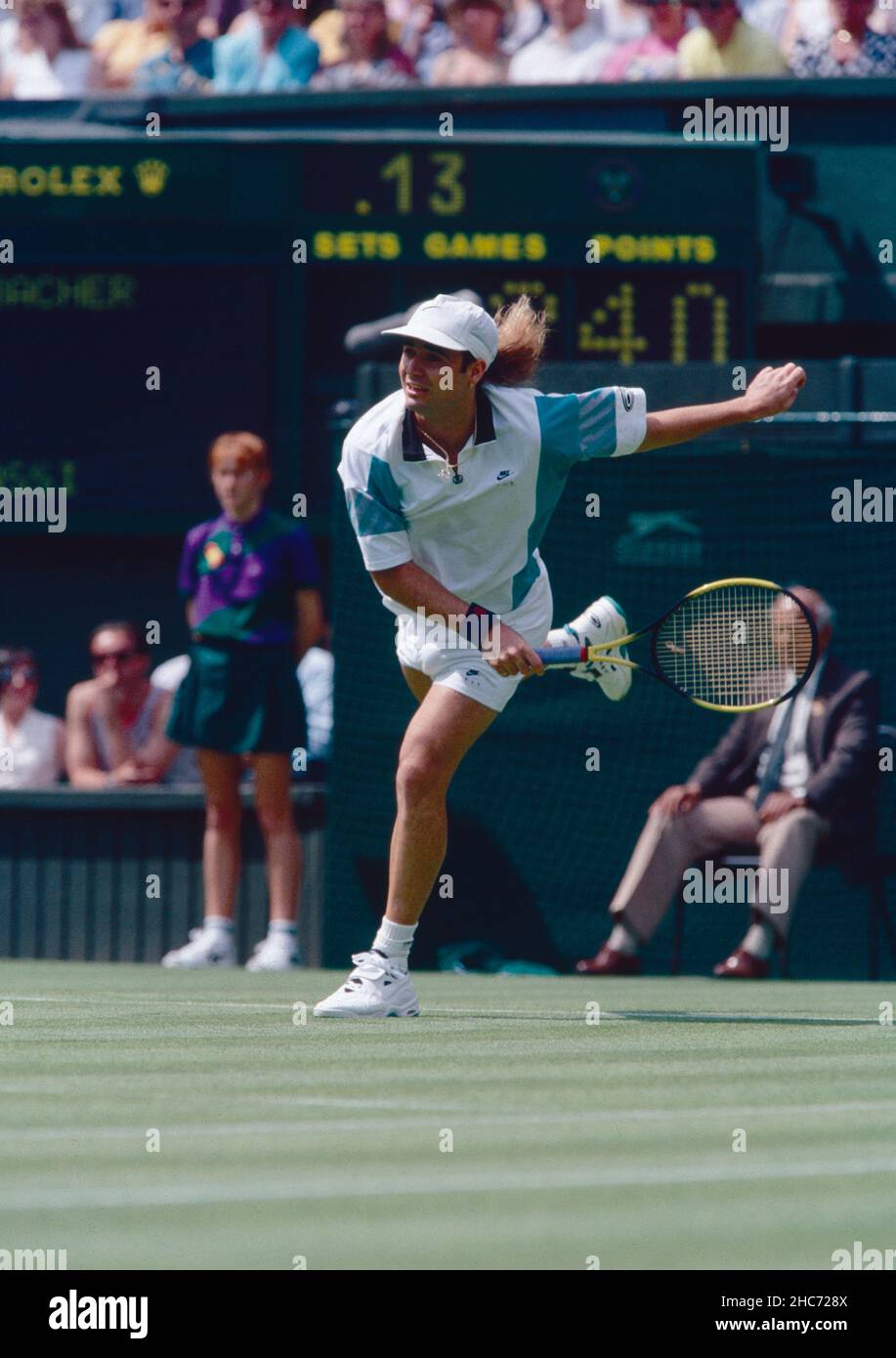 American tennis player Andre Agassi, Wimbledon, UK 1992 Stock Photo - Alamy