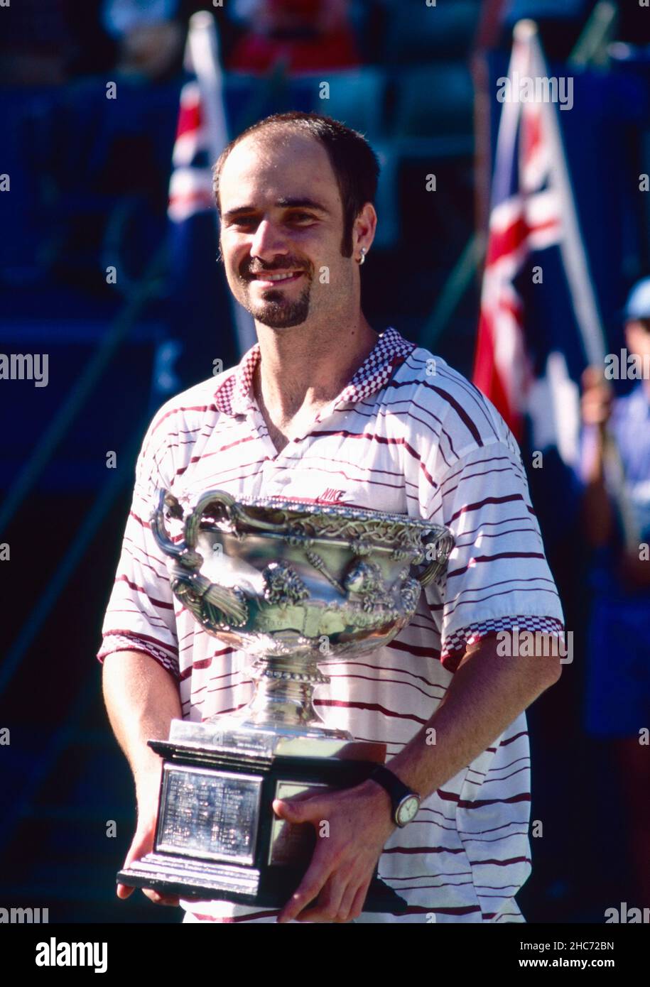 American tennis player Andre Agassi, Australian Open 1995 Stock Photo ...
