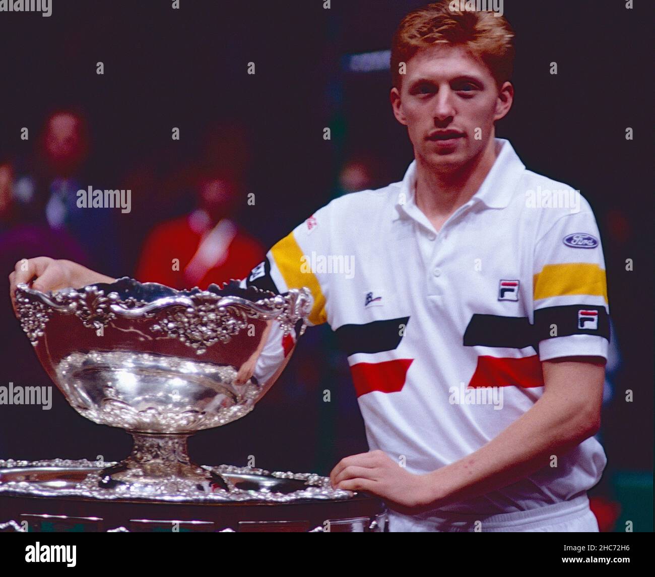 German tennis player Boris Becker and the Davis Cup Trophy, 1990s Stock ...