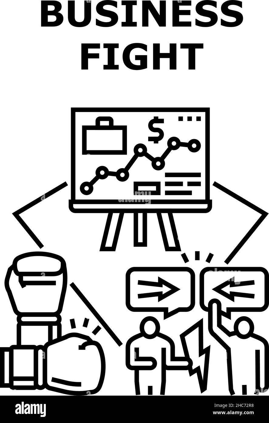 Business Fight Vector Concept Black Illustration Stock Vector Image ...