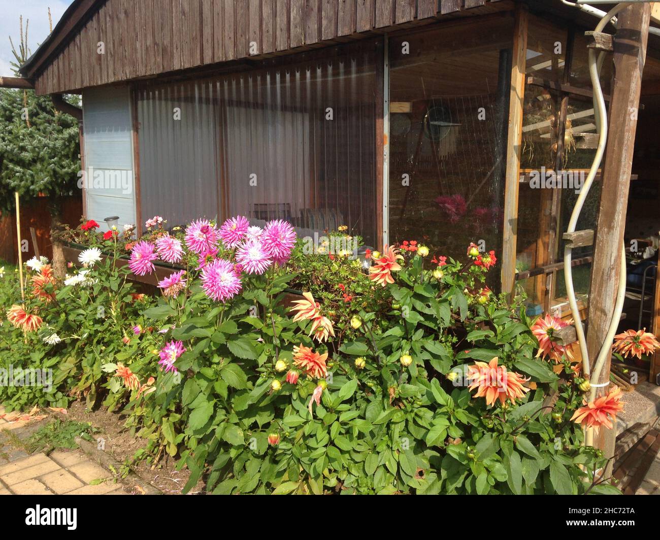 Beautiful garden house in the daytime Stock Photo - Alamy