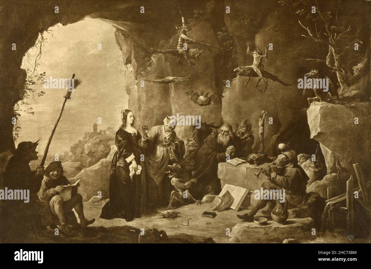 Temptation of Saint Anthony, painting by Flemish artist David Teniers the Younger, Munich 1897 ...