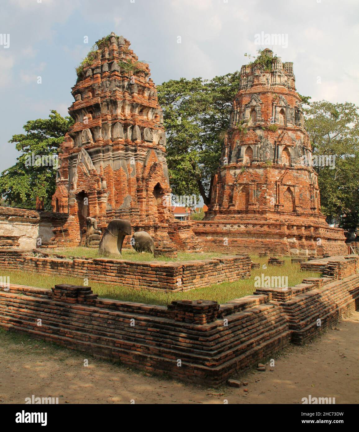 Temples of Ayutthaya with a blue sky, Thailand Stock Photo - Alamy