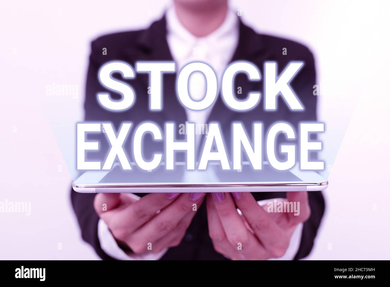 Hand writing sign Stock Exchange. Concept meaning An electronic market ...