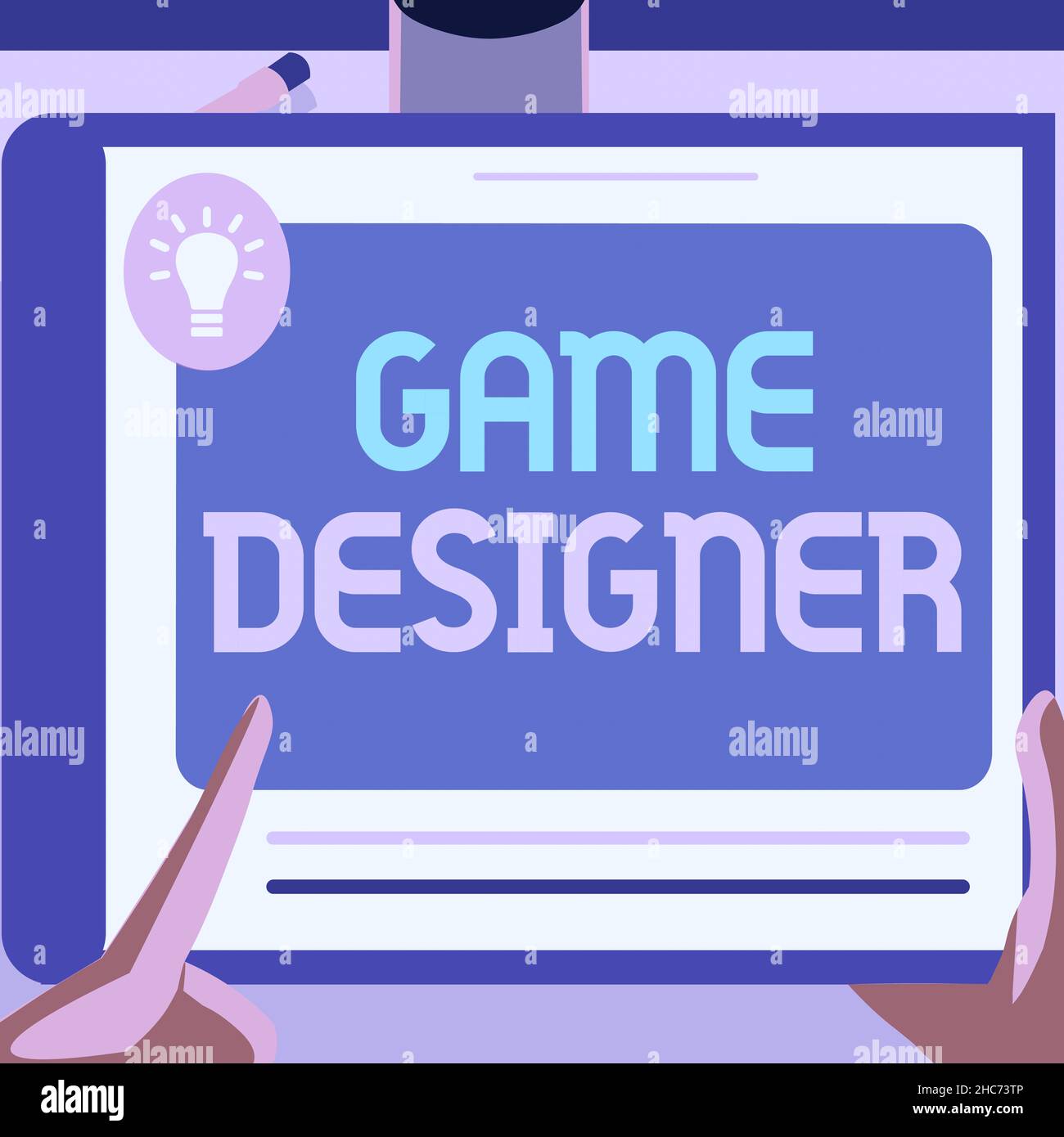 Text caption presenting Game Designer. Conceptual photo Campaigner Pixel Scripting Programmers ...