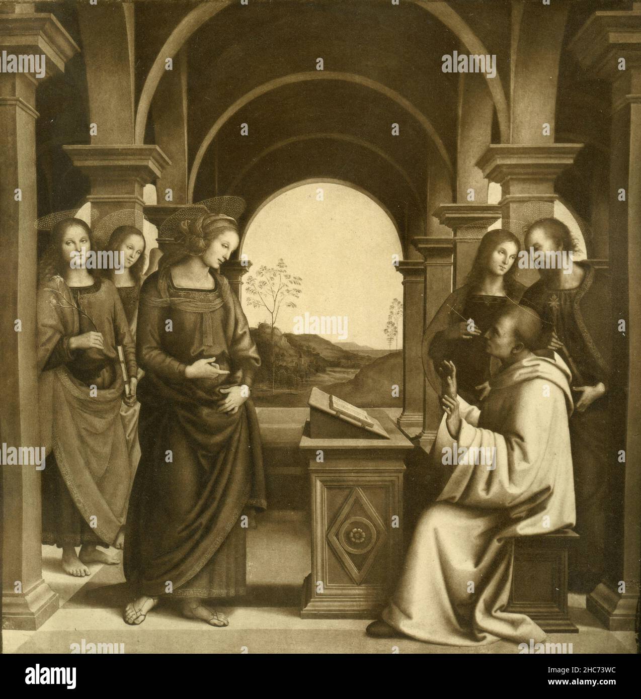 Vision of Saint Bernard, painting by Italian artist Pietro Perugino ...