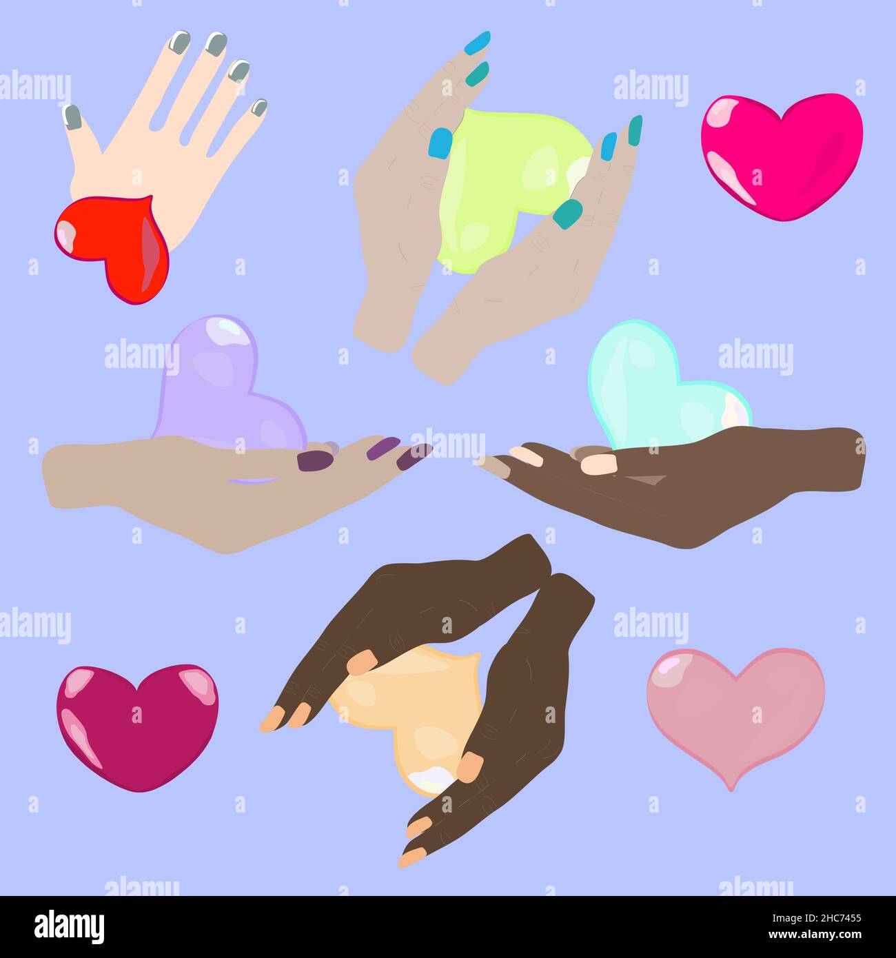 Heart in palms Stock Vector Images - Alamy