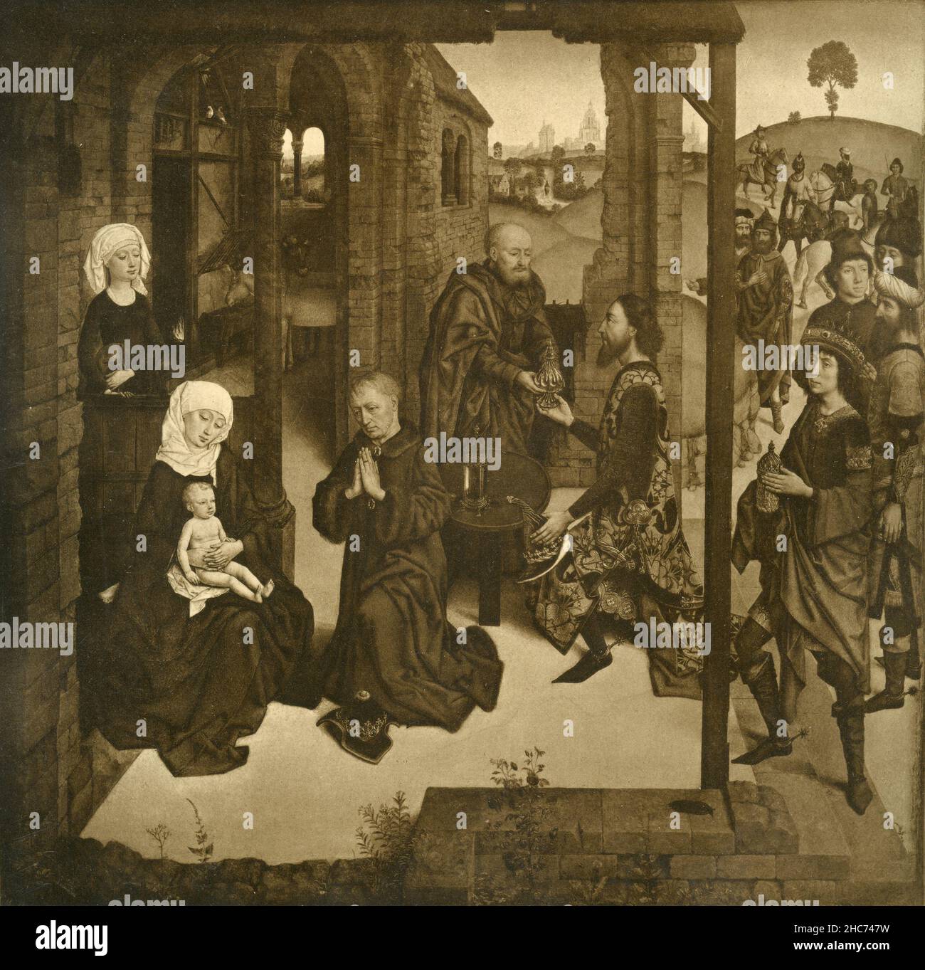 Adoration of the Kings, painting by Dutch artist Dieric Bouts, Munich ...