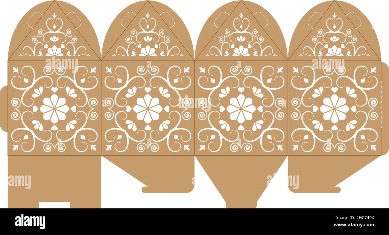 Mandala patterned box. Ethnic decorative elements. Box template. Gift ...