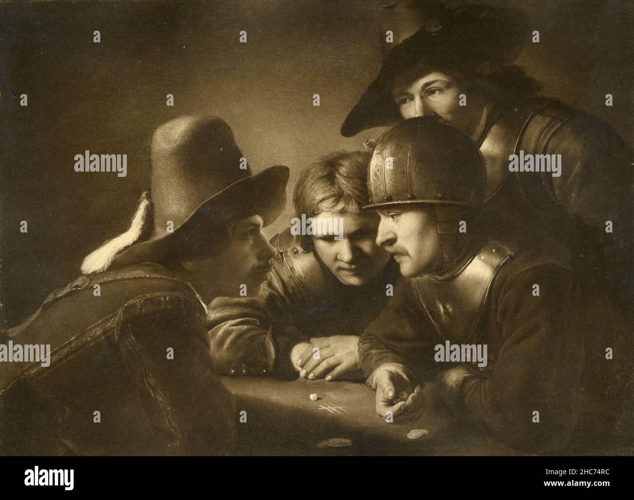 Dutch Guardroom, painting by Dutch artist Govert Flinck, Munich 1897 ...