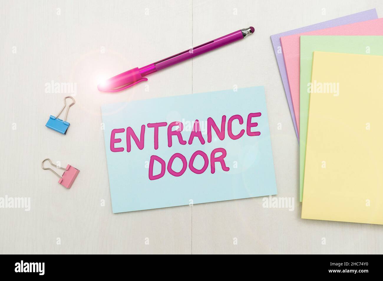 Hand writing sign Entrance Door. Conceptual photo Way in Doorway Gate ...