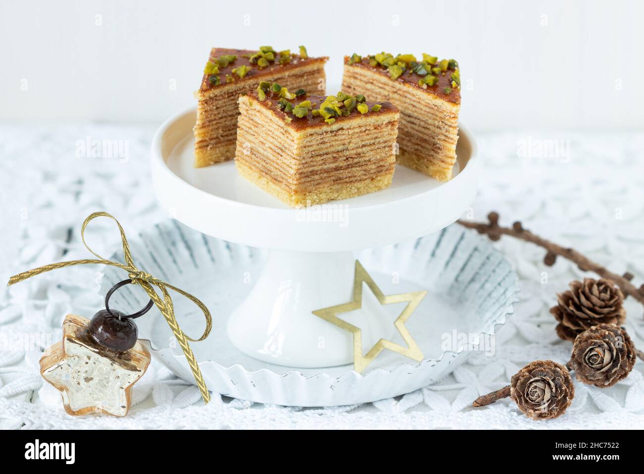 christmas bakery pyramid cake biscuits with pistachios Stock Photo - Alamy