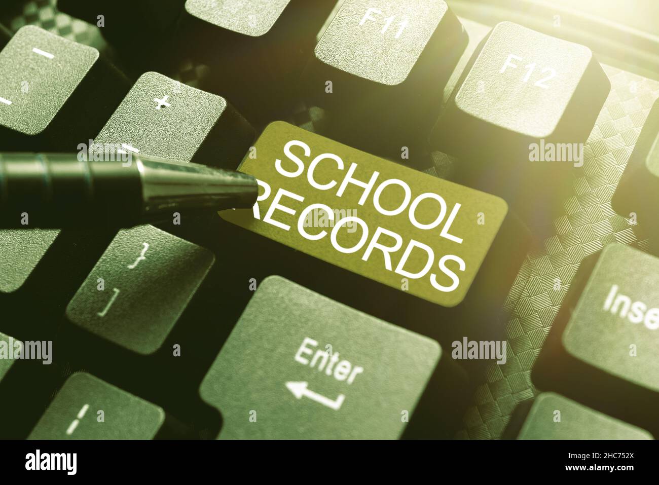 Writing displaying text School Records. Concept meaning Information ...