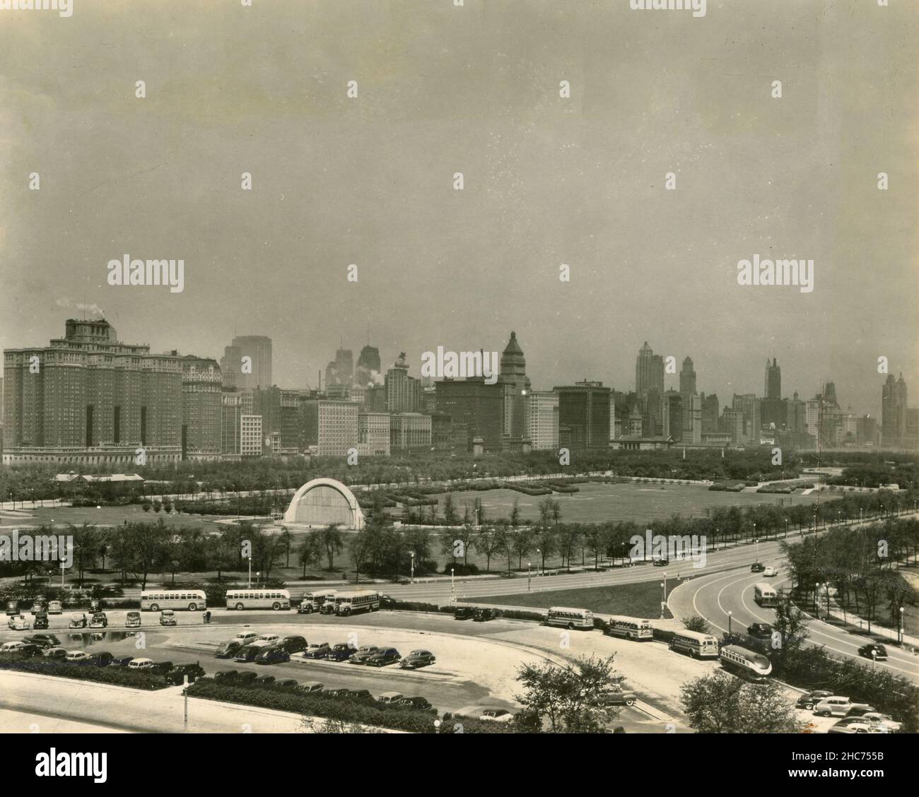 View of the Grant Park Bandshell and Chicago Shorefront on Lake ...