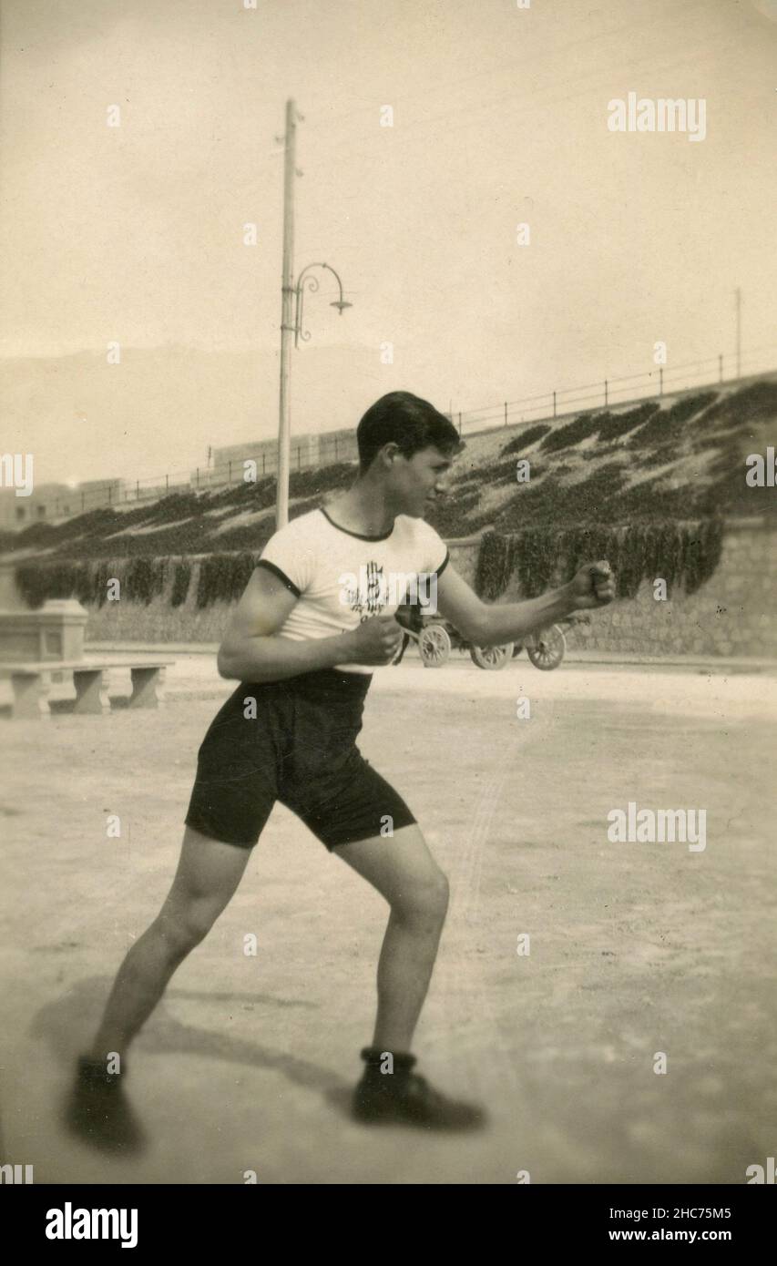 Italian Boy Training Outside in a Fascist Outfit, Tripoli, Libya 1929 ...