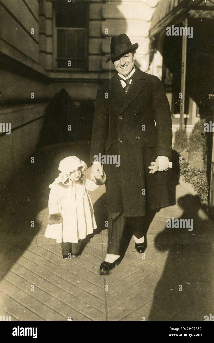 Italian operatic tenor Giovanni Martinelli walking with his Daughter ...