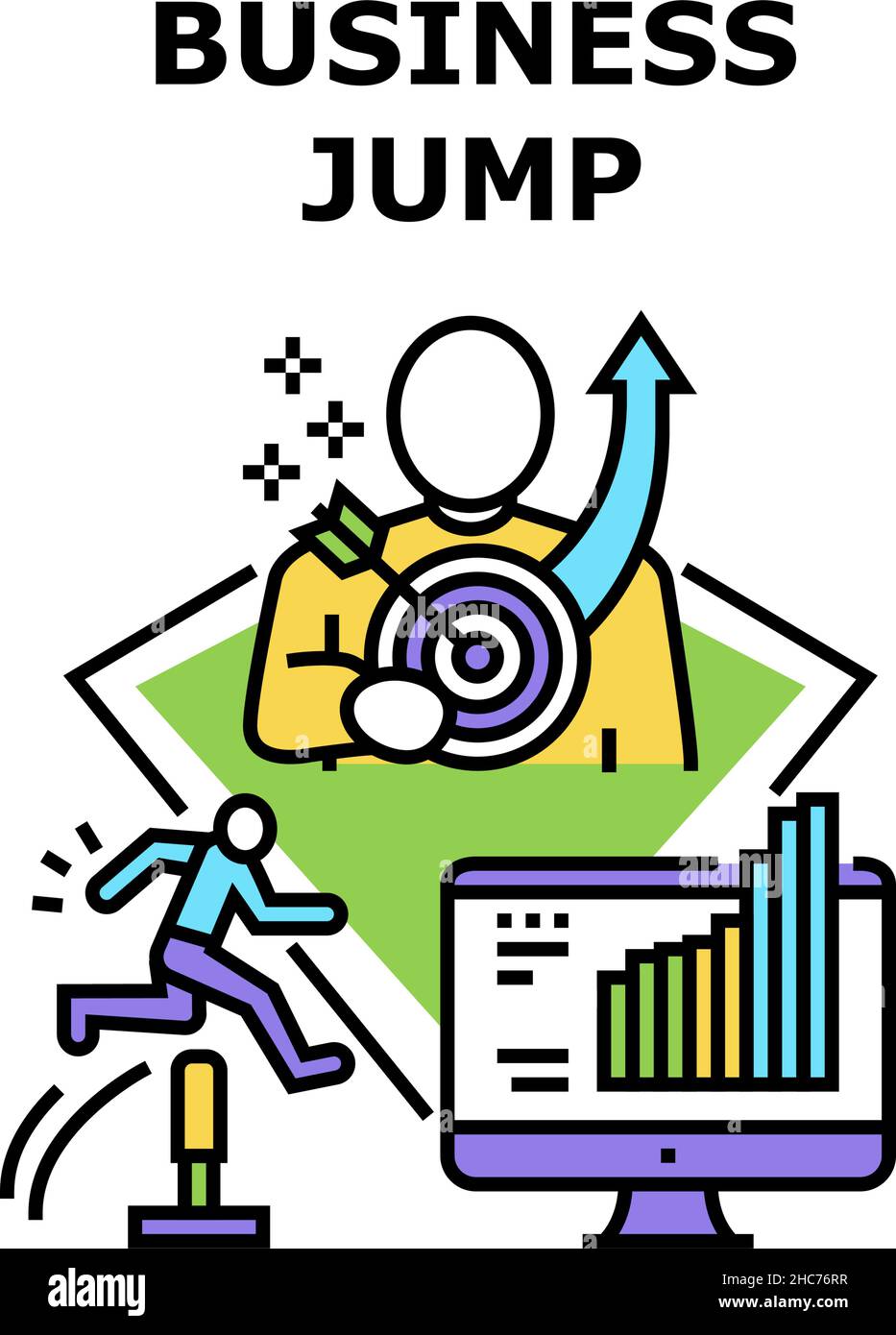 Business Jump Vector Concept Color Illustration Stock Vector Image ...