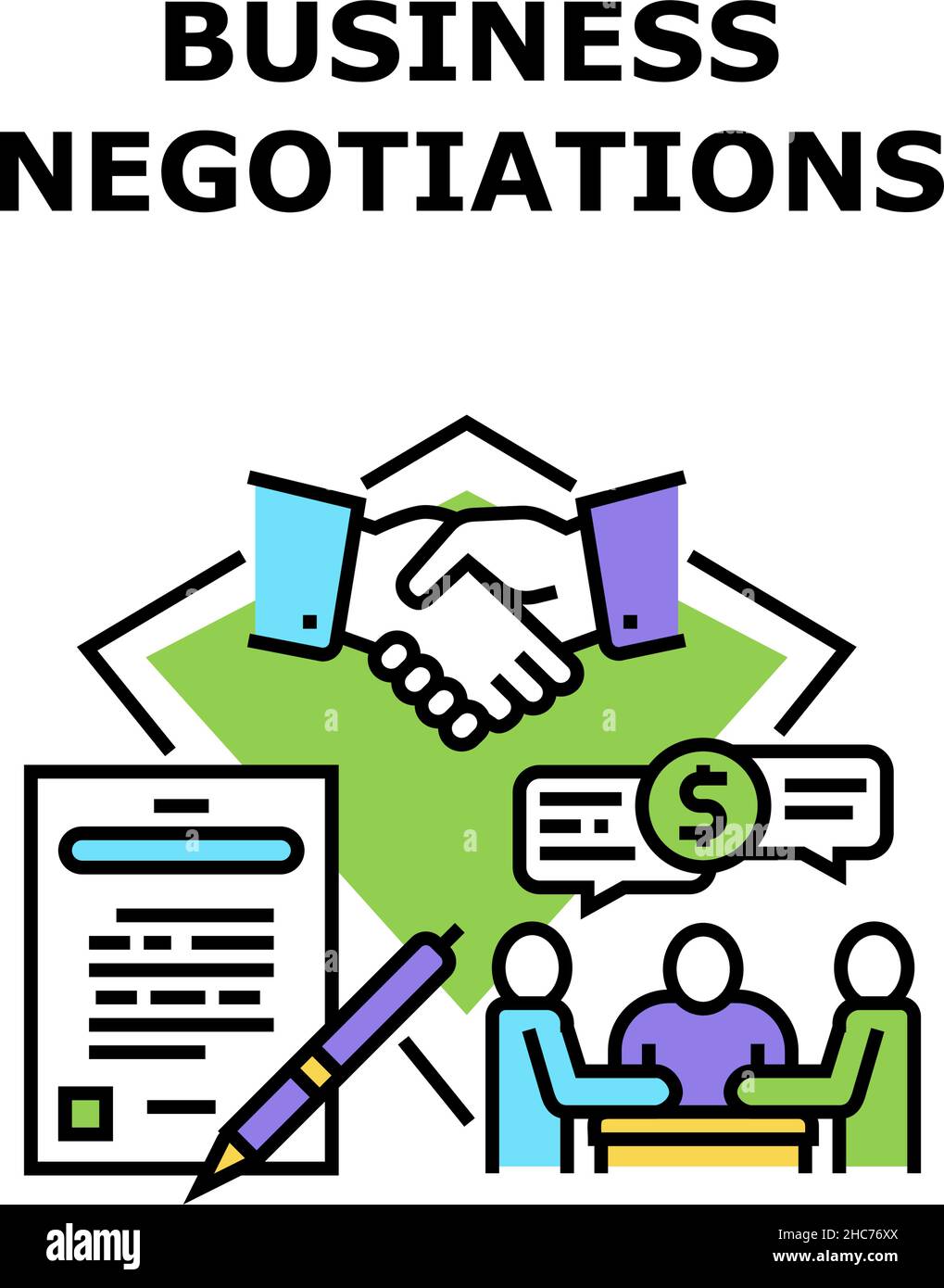 Business Negotiations Concept Color Illustration Stock Vector Image ...