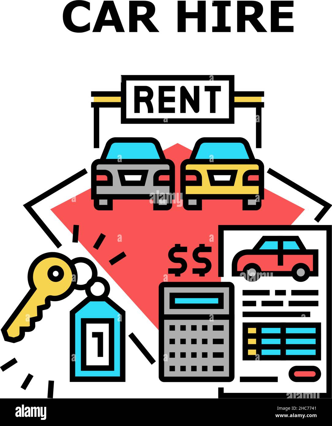 Car Hire Service Vector Concept Color Illustration Stock Vector Image ...