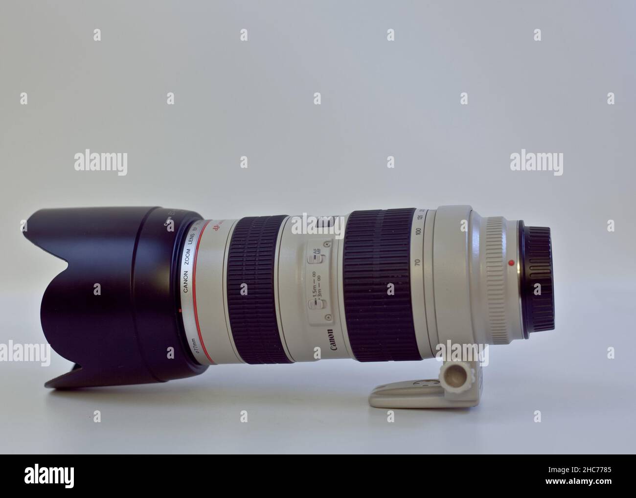 Canon 70-200 F 2.8L camera lens isolated on a white background Stock ...