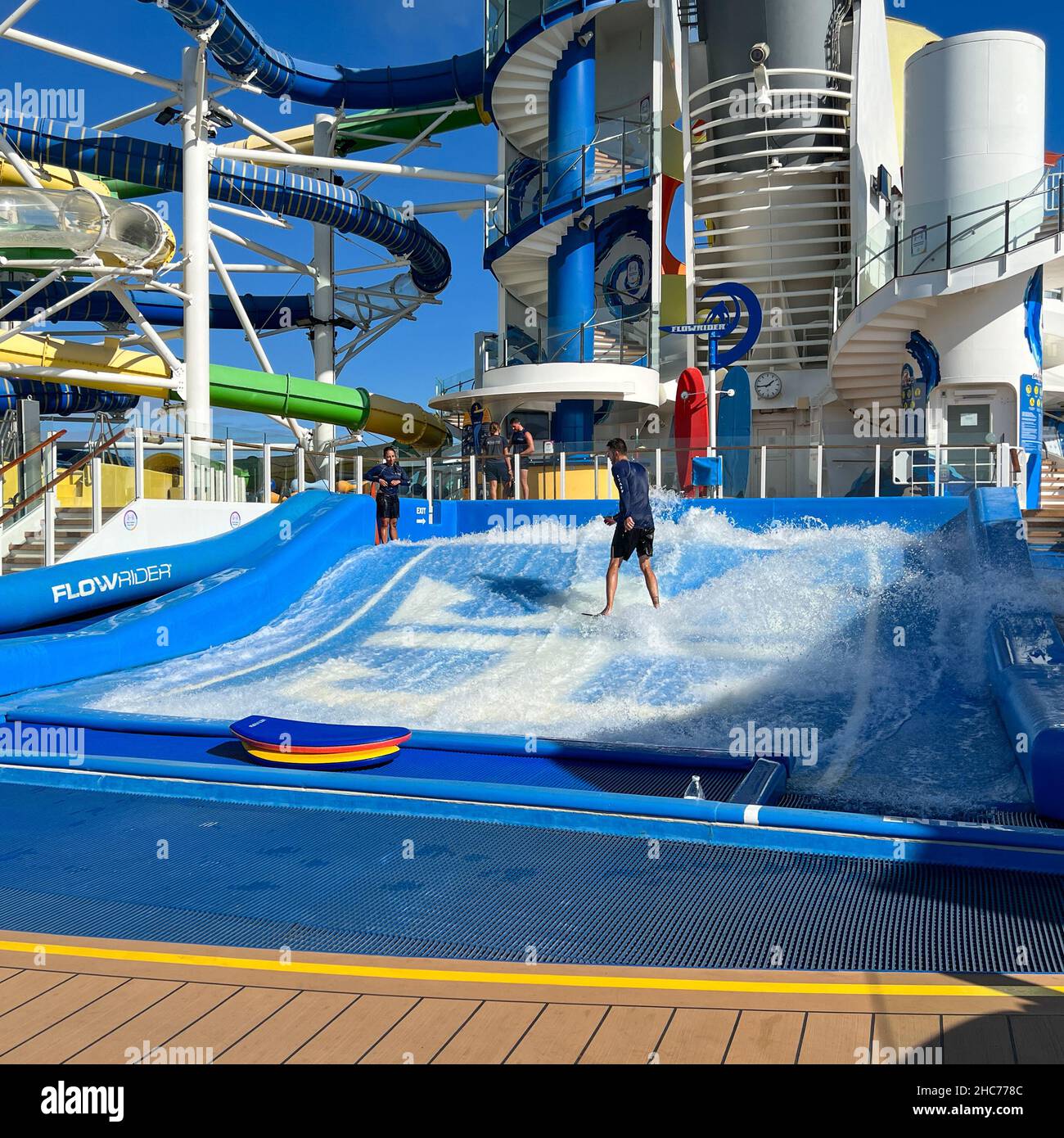 Orlando, FL USA - December 6, 2021: The Flowrider area aboard the Royal ...