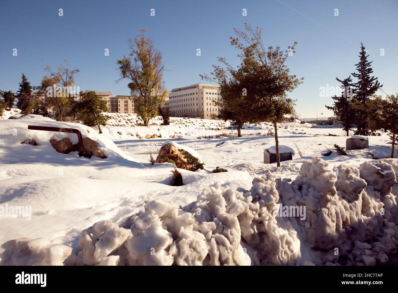 Snow in Jerusalem and the surrounding mountains Stock Photo - Alamy