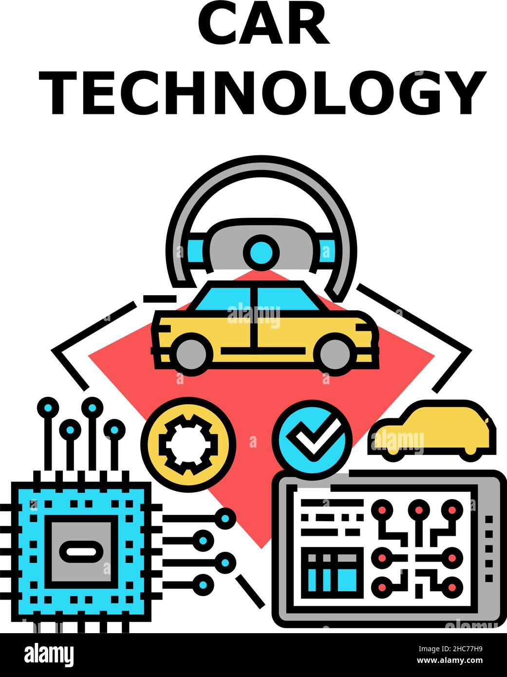 Car Technology Vector Concept Color Illustration Stock Vector Image ...