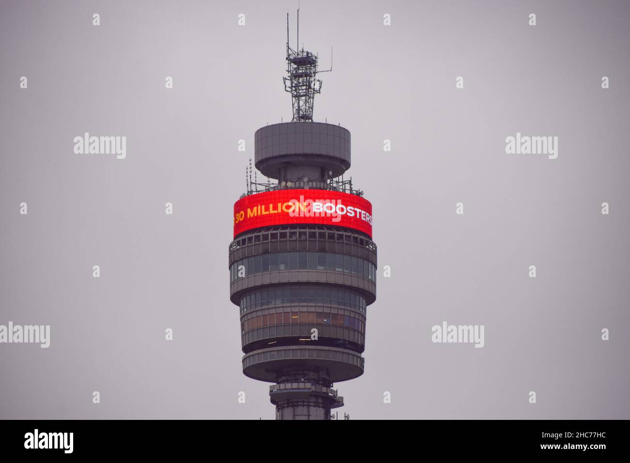 London, UK. 25th Dec, 2021. 'Over 30 Million Boosters' is seen ...