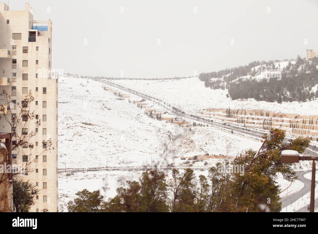 Snow in Jerusalem and the surrounding mountains Stock Photo - Alamy
