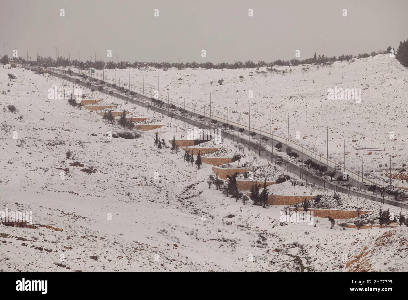 Snow in Jerusalem and the surrounding mountains Stock Photo - Alamy