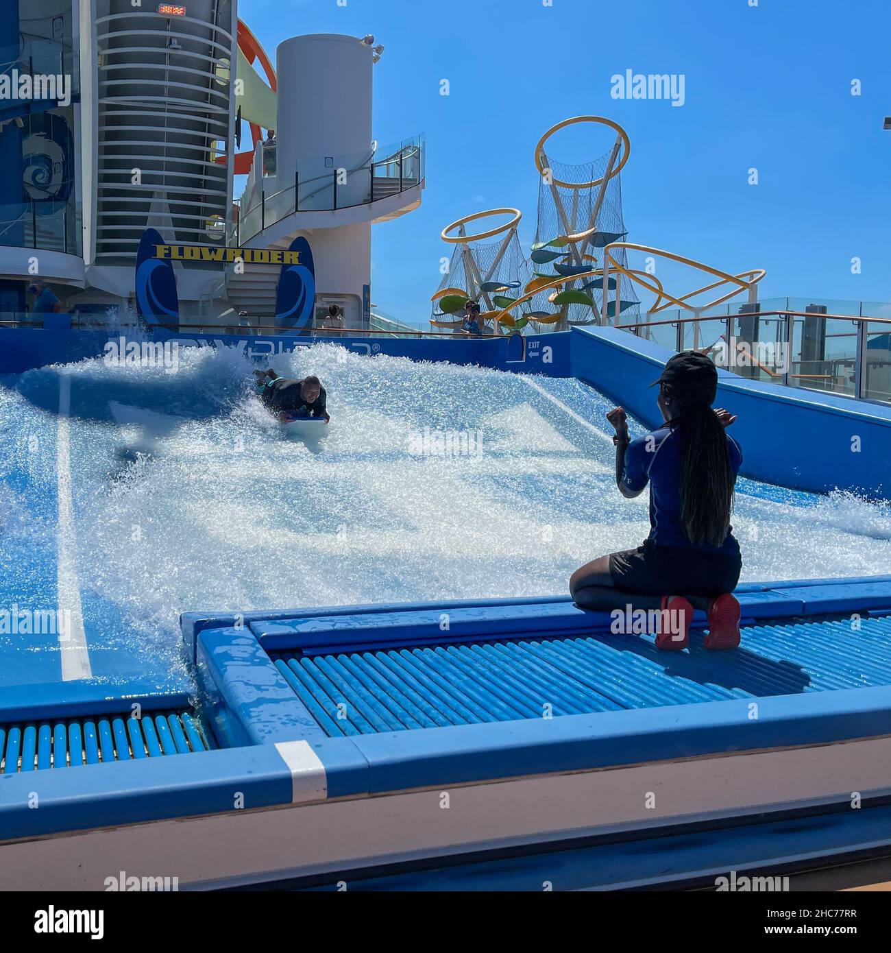 Orlando, FL USA - September 13, 2021: The Flowrider area aboard the ...
