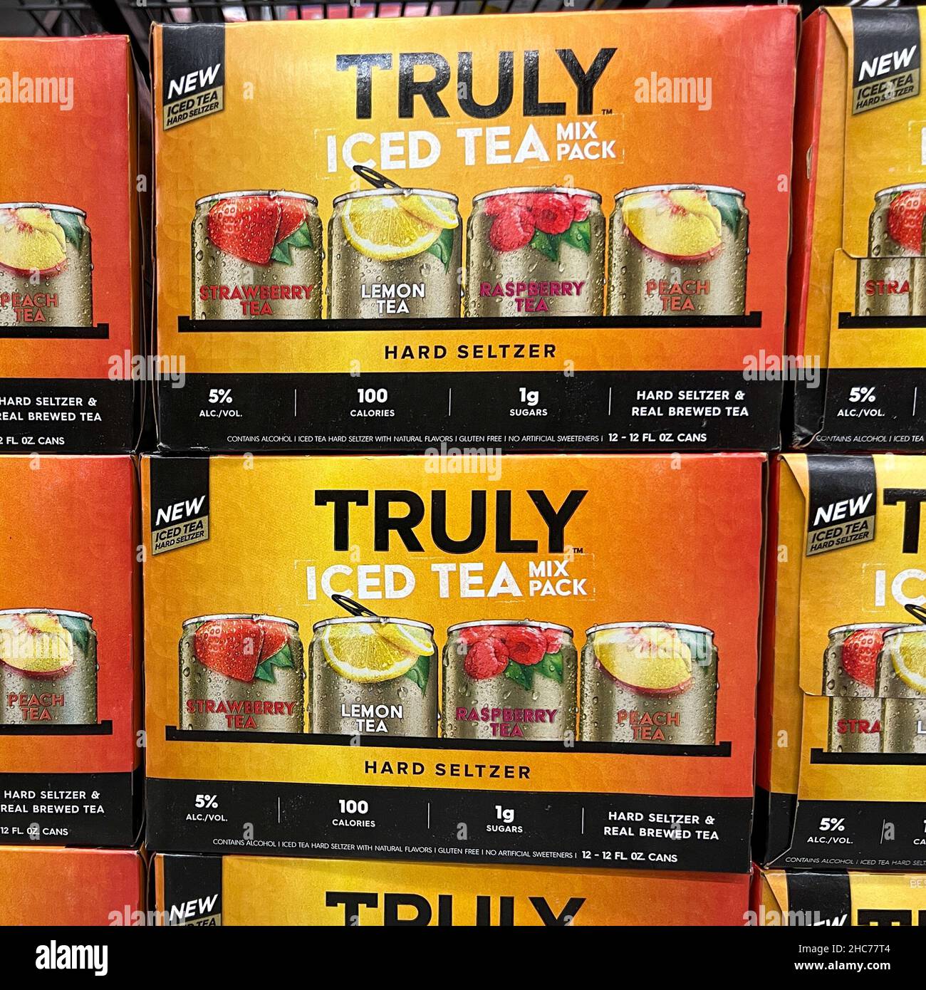 Orlando, FL USA-November 6, 2021: Cases of cans of Truly Flavored Hard ...